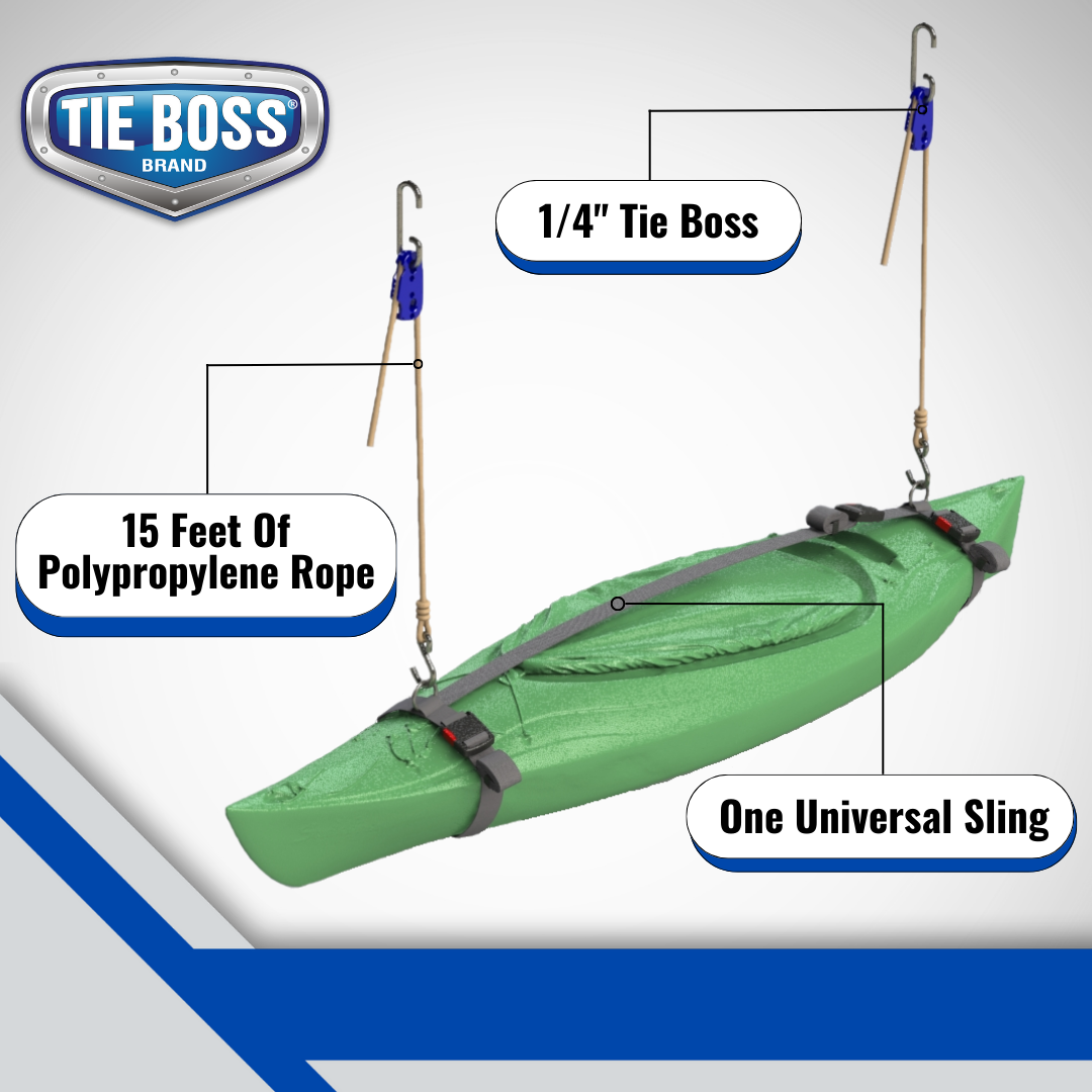 Kayak Hanger Sling | Tie Boss | Store Kayaks Easily