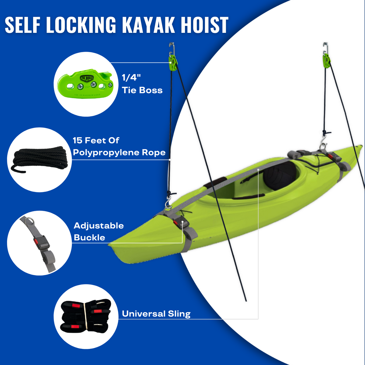 Kayak Hanger Sling | Tie Boss | Store Kayaks Easily